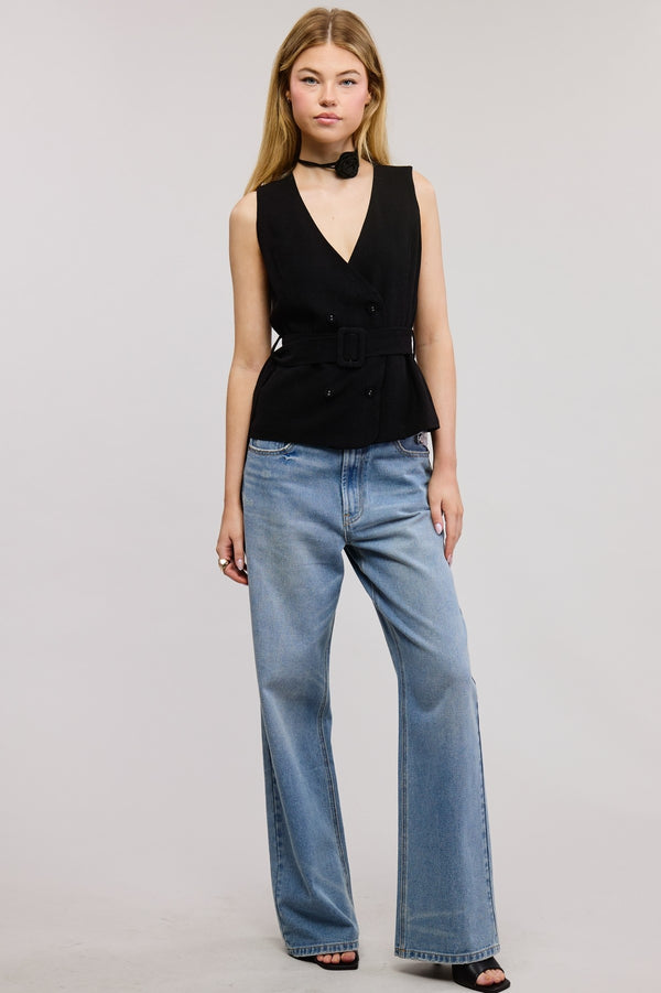 Exclusive 100% Cotton Mid-Rise Medium Wash Denim Jeans - Maïa Boutique